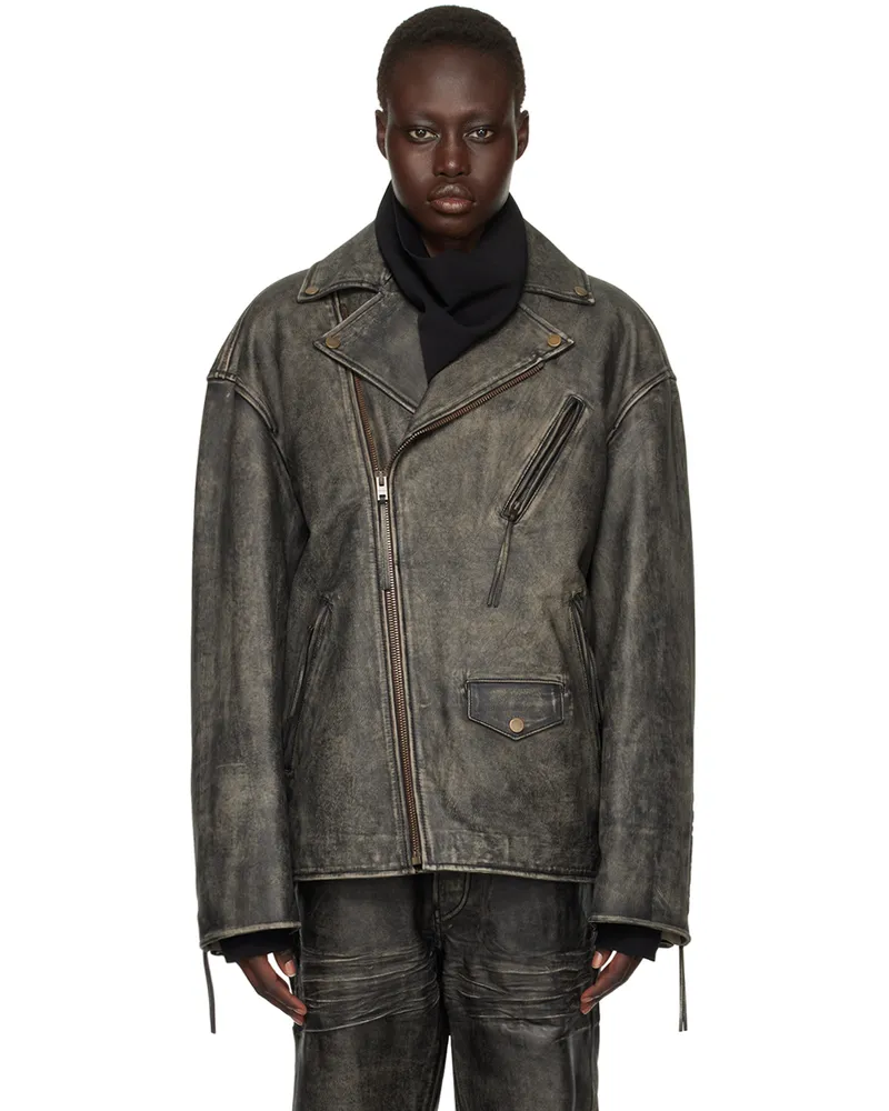 Acne Studios Black Biker Leather Jacket bei MyBestBrands shoppen